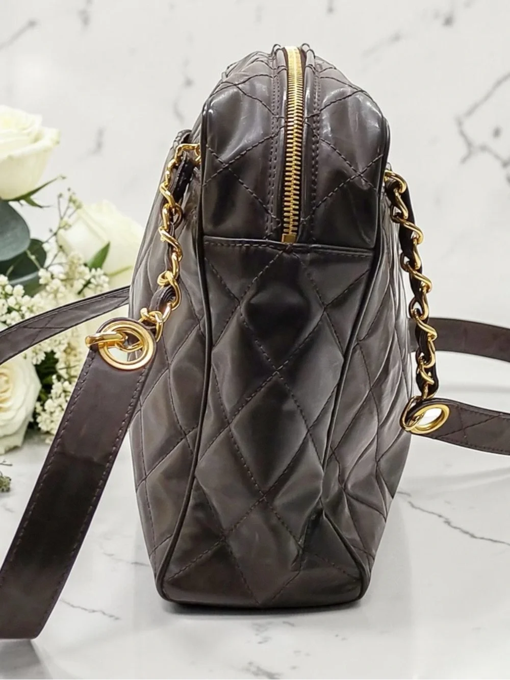 CHANEL | Bags | Chanel Vintage Brown Quilted Lambskin Camera Bag Series ...